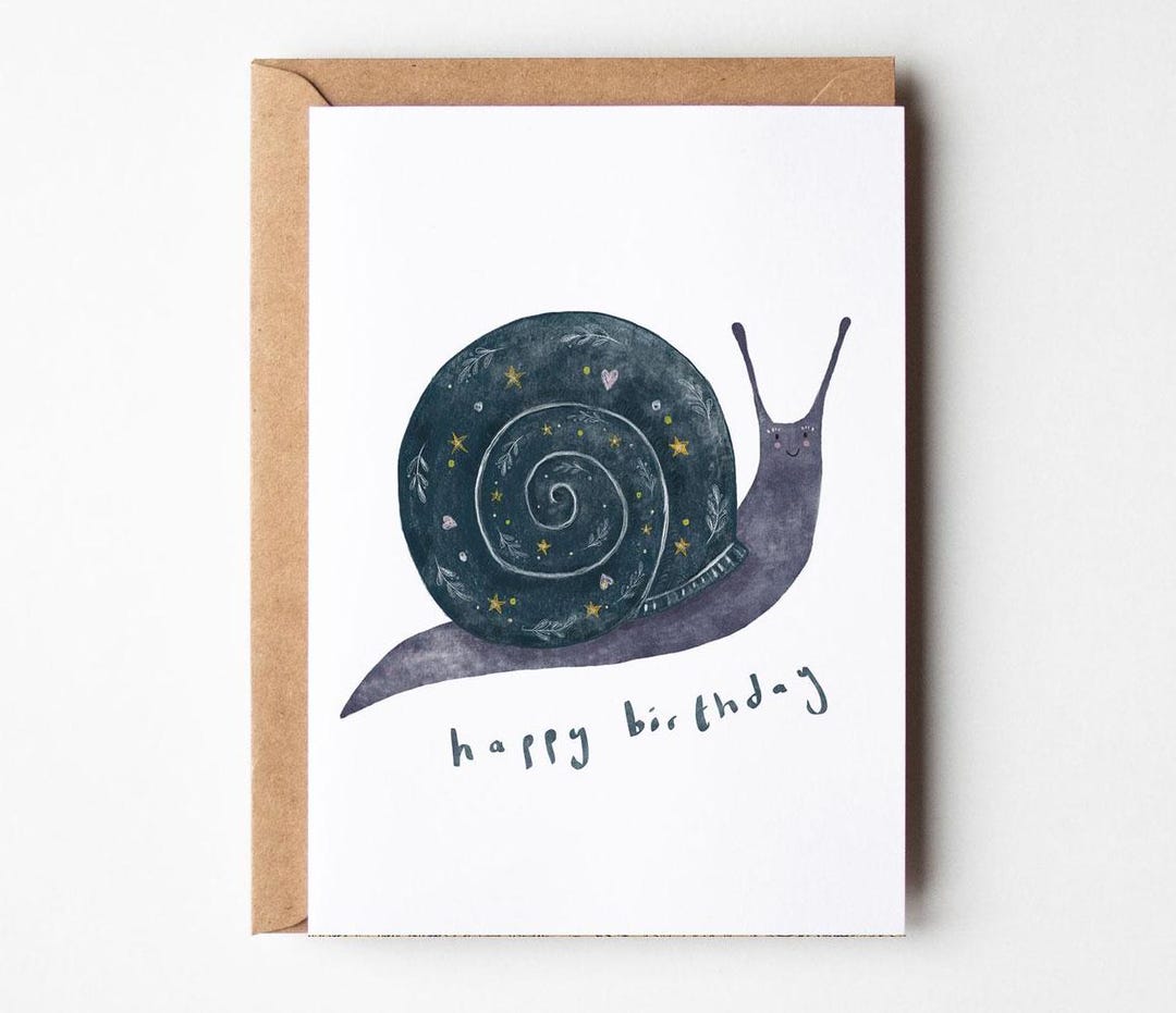Snail Happy Birthday Card - Greeting Card - Snail Illustration - Etsy