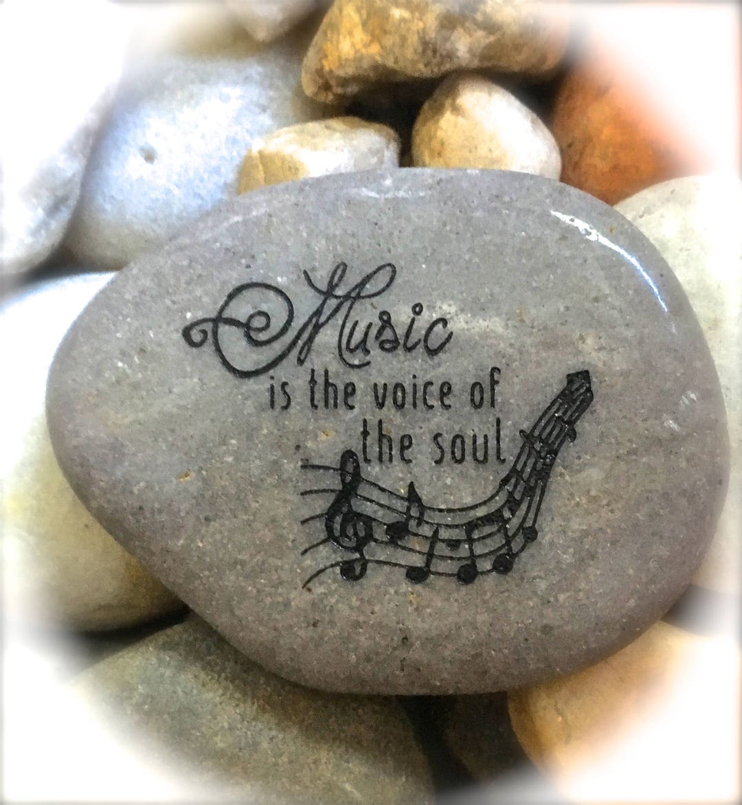 Engraved Inspirational Rock: Music is the Voice of the Soul - Etsy