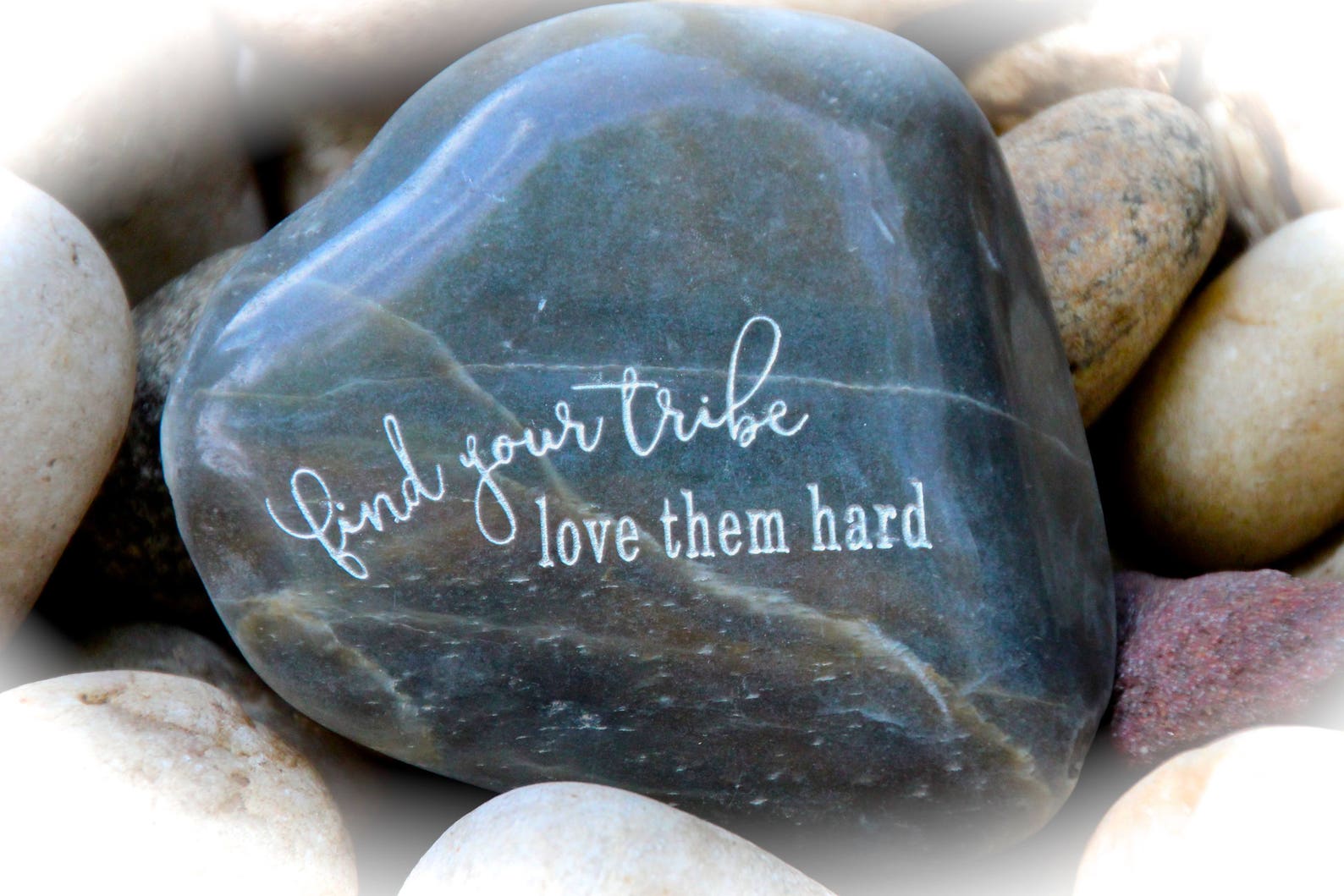 Inspirational Rock Engraved Word Rocks Find Your Tribe Love | Etsy