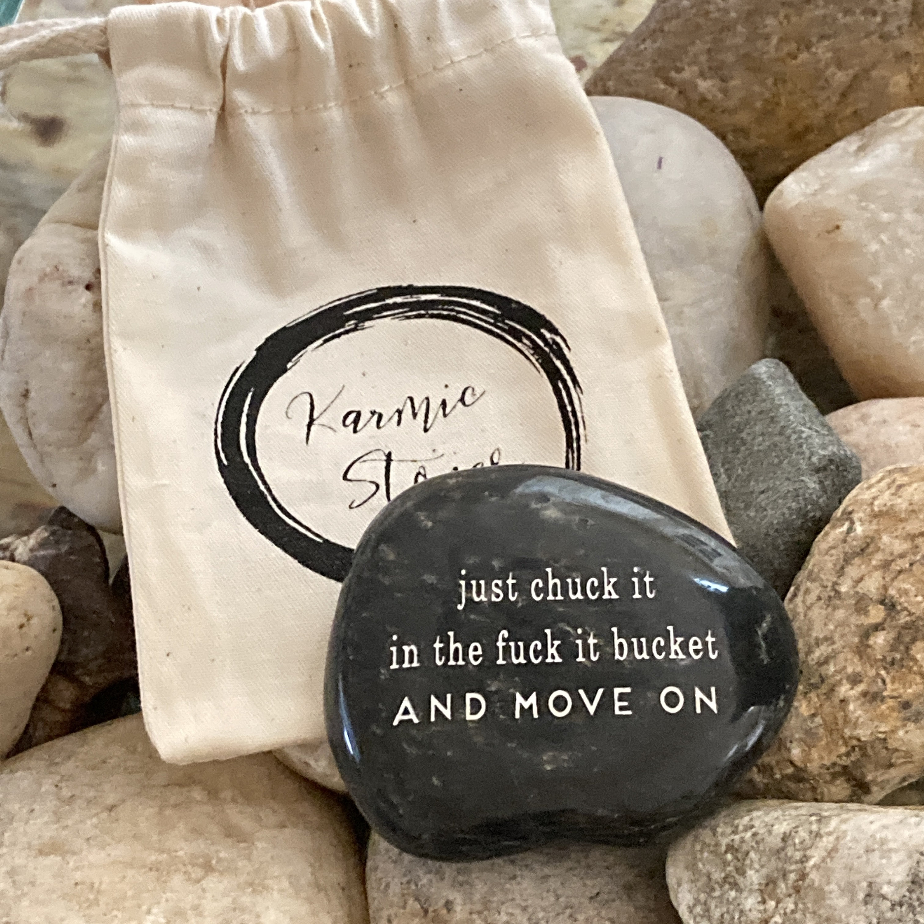 Inspirational Rock Engraved Word Rocks Just Chuck It in the | Etsy