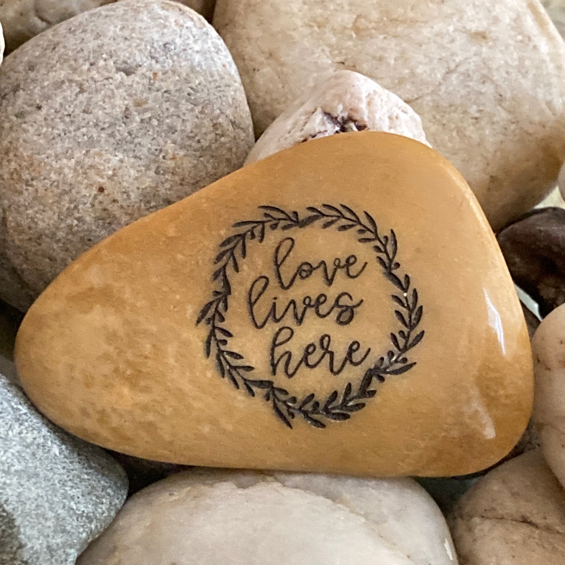 Inspirational Rock Engraved Word Rocks Love Lives Here - Etsy