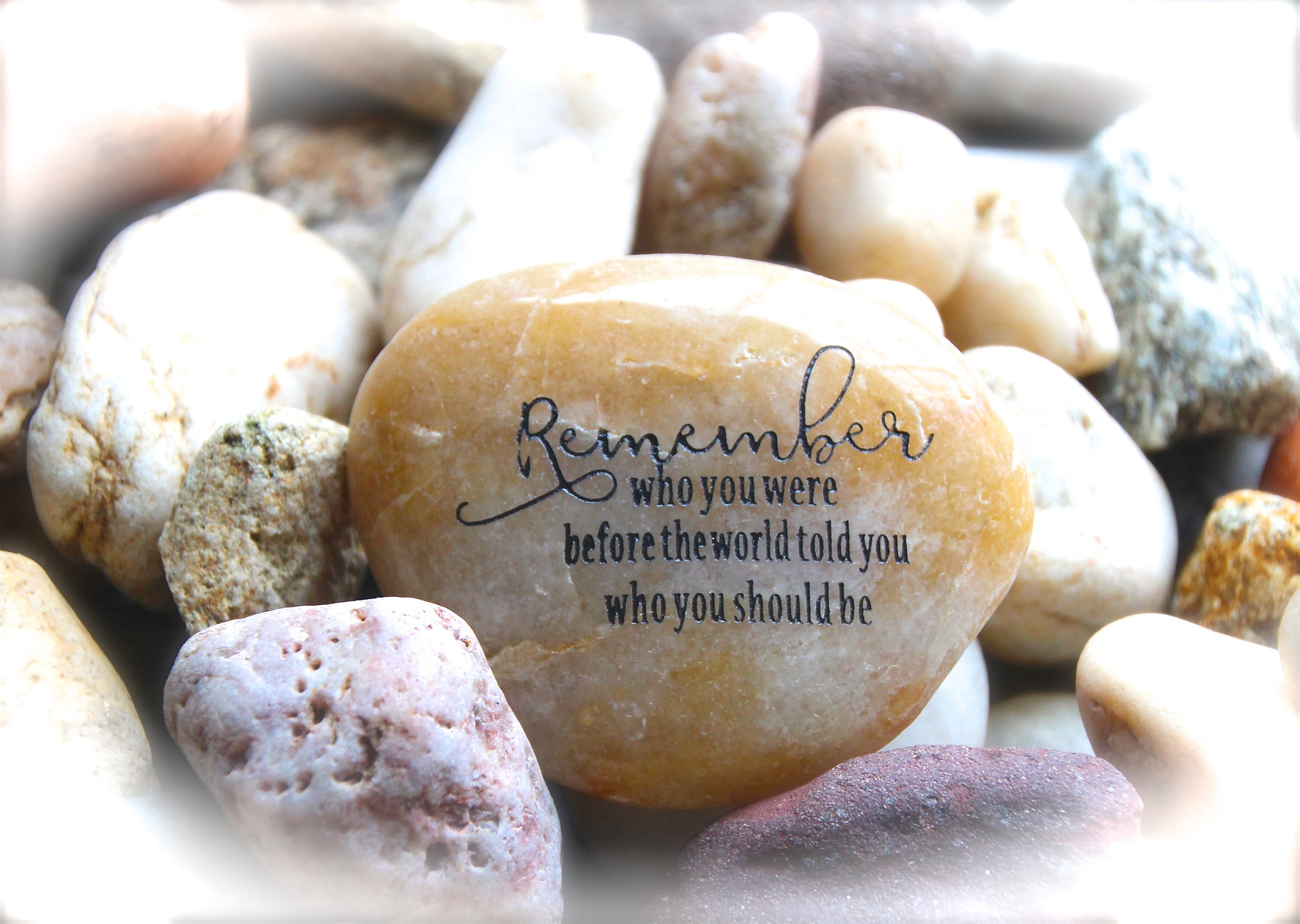 Inspirational Rock Engraved Word Rocks Remember Who You Were - Etsy
