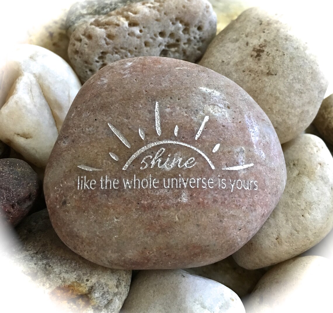 Engraved Word Rock Inspirational Quotes Shine Like The | Etsy