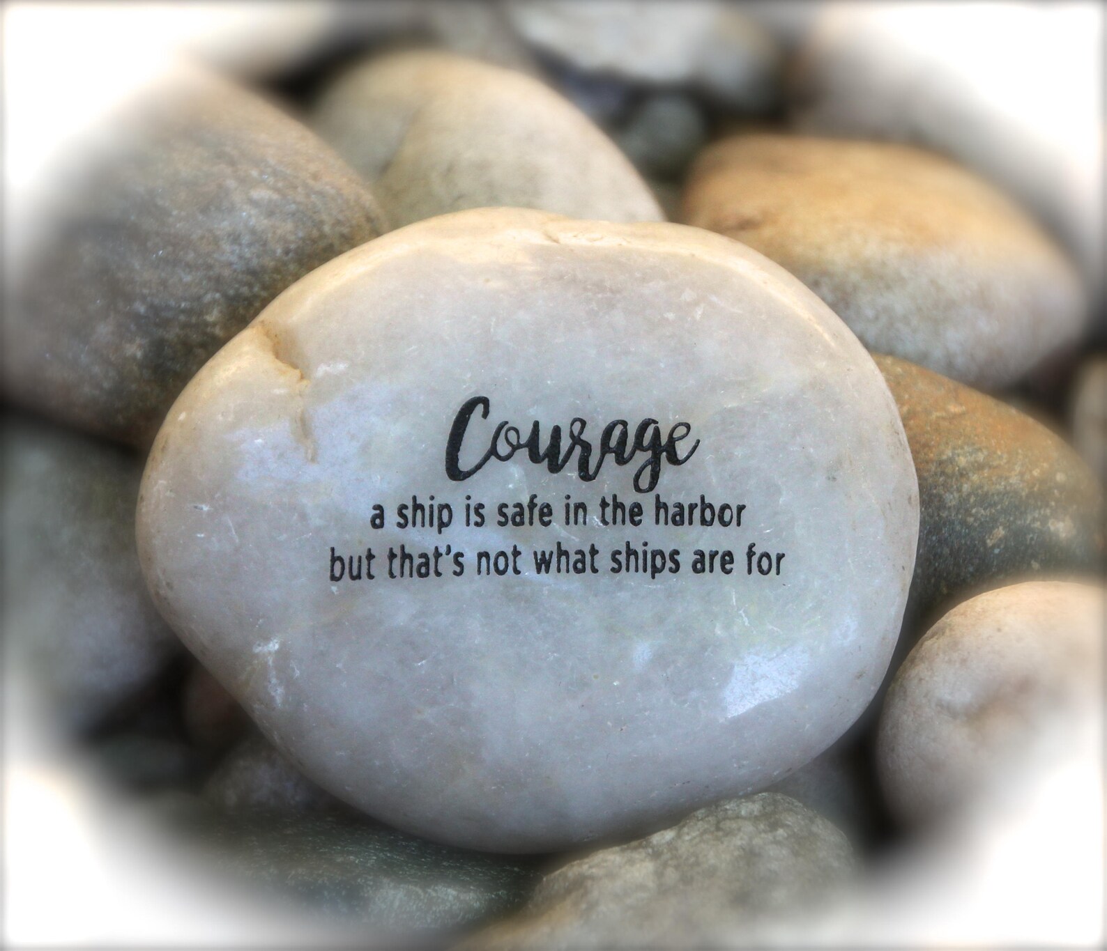 Rocks Engraved Word Inspirational Rock Courage A Ship is Safe | Etsy