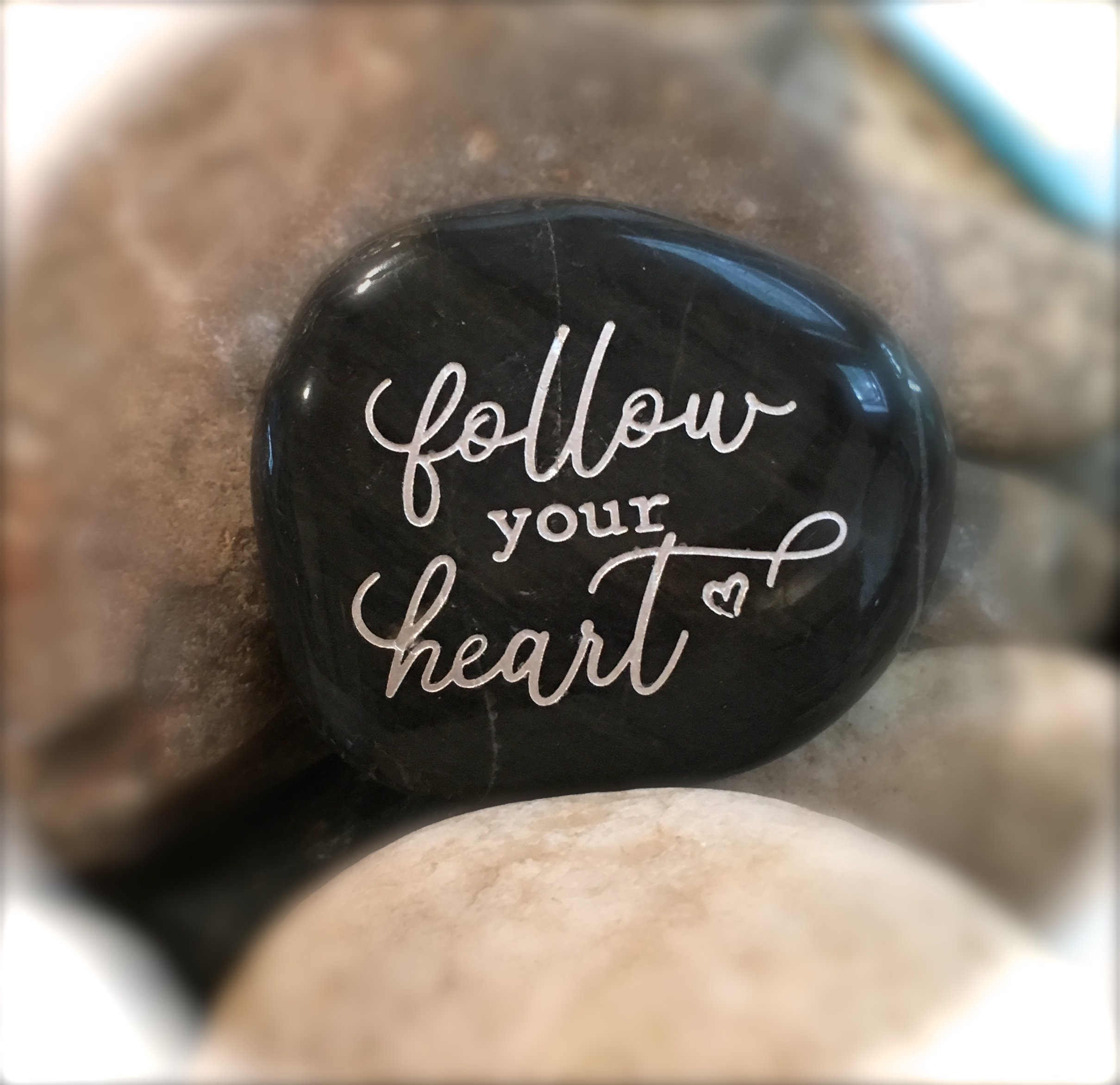 Engraved Rock Follow Your Heart Inspirational Rocks - Etsy