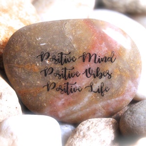 Inspirational Rock, Engraved Word Rocks, Positive Mind/positive Vibes ...