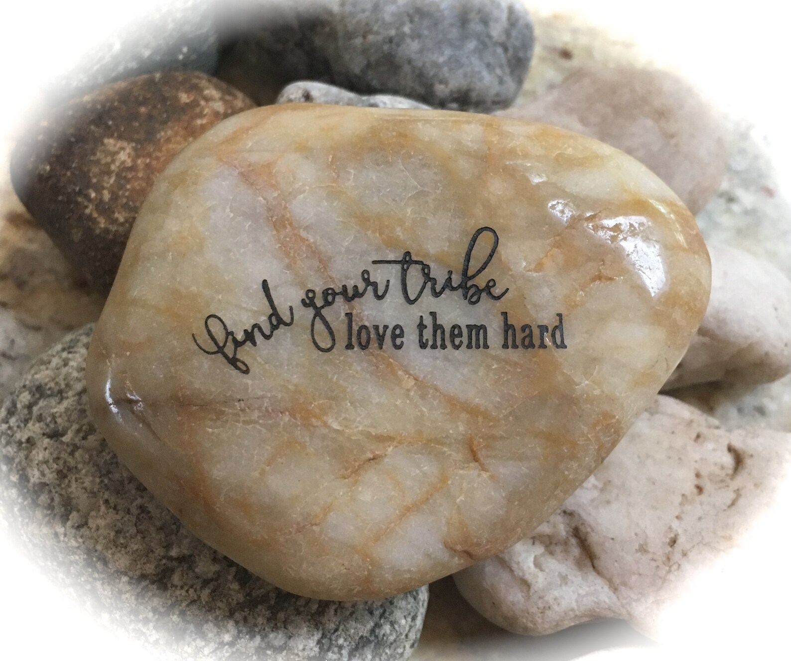 Inspirational Rock Engraved Word Rocks Find Your Tribe Love | Etsy