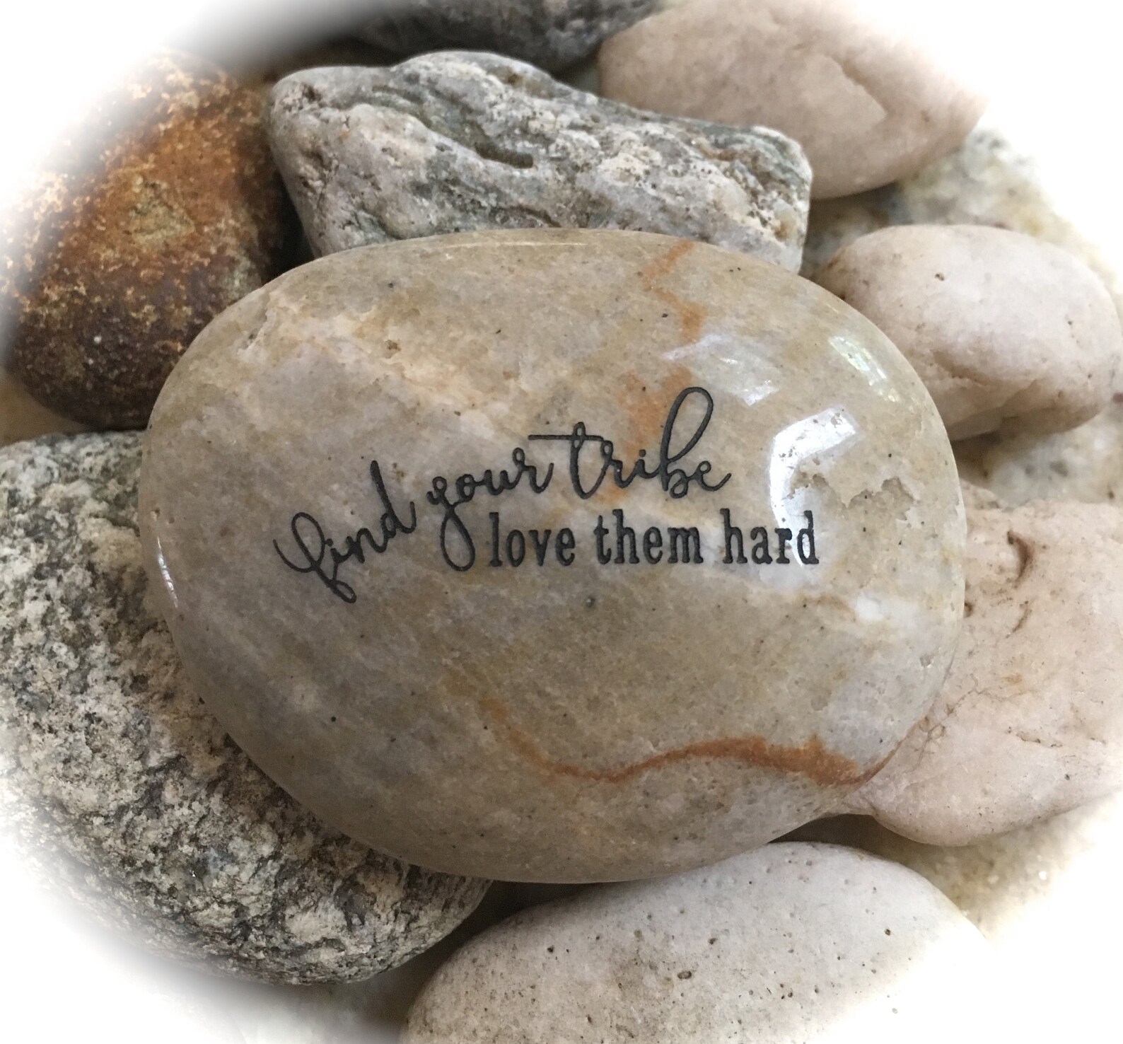 Inspirational Rock Engraved Word Rocks Find Your Tribe Love | Etsy