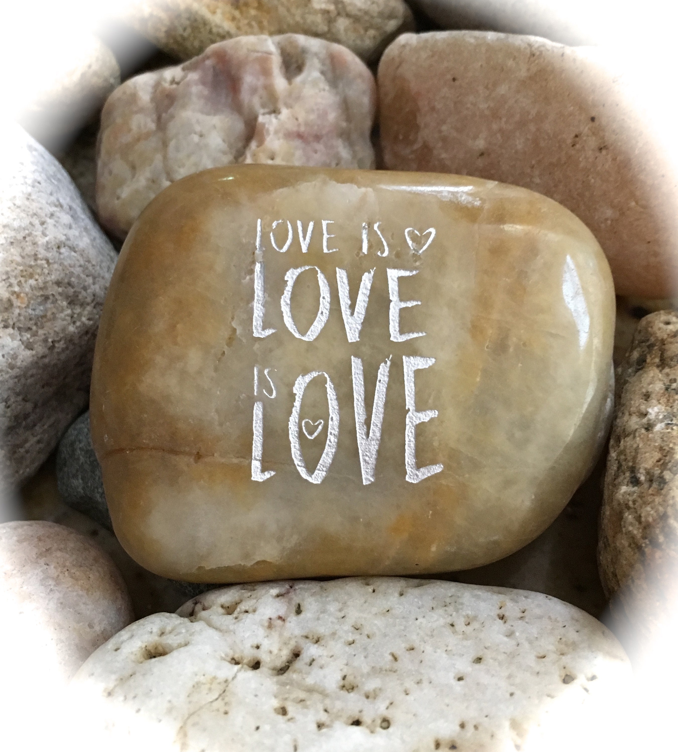 Inspirational Rock Engraved Word Rocks Love is Love is Love | Etsy