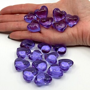 Purple Glass Pocket Heart: Love Token, Worry Palm Stone - Etsy