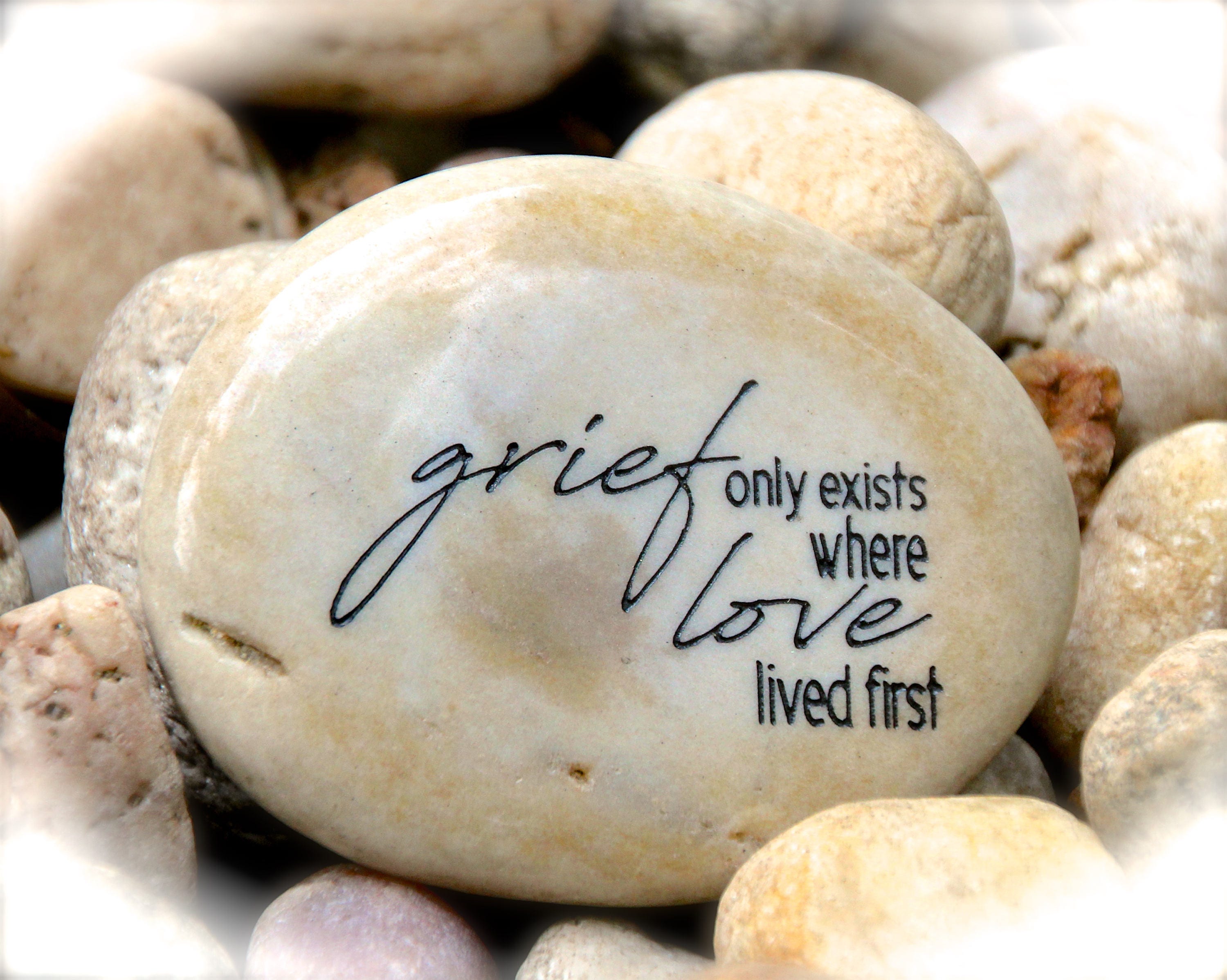 Engraved Word Rock Sympathy Gift Grief Only Exists Where - Etsy Australia