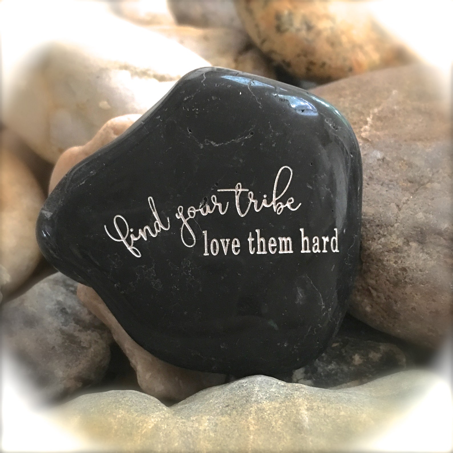 Inspirational Rock Engraved Word Rocks Find Your Tribe Love | Etsy