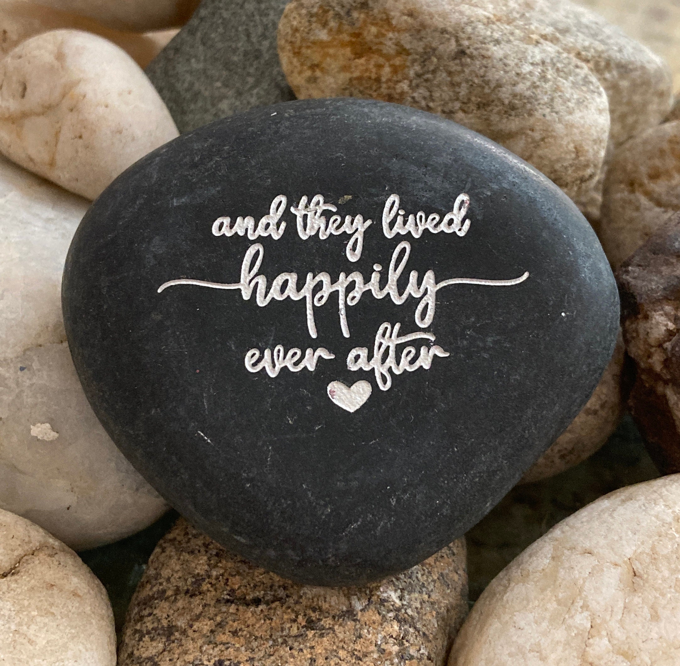 Engraved Word Rocks And They Lived Happily Ever After | Etsy