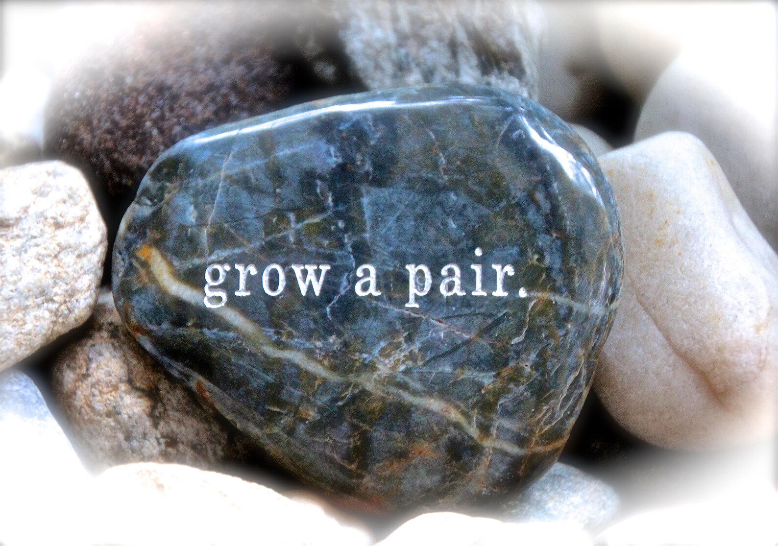 Inspirational Rock Engraved Word Rocks Grow A Pair - Etsy