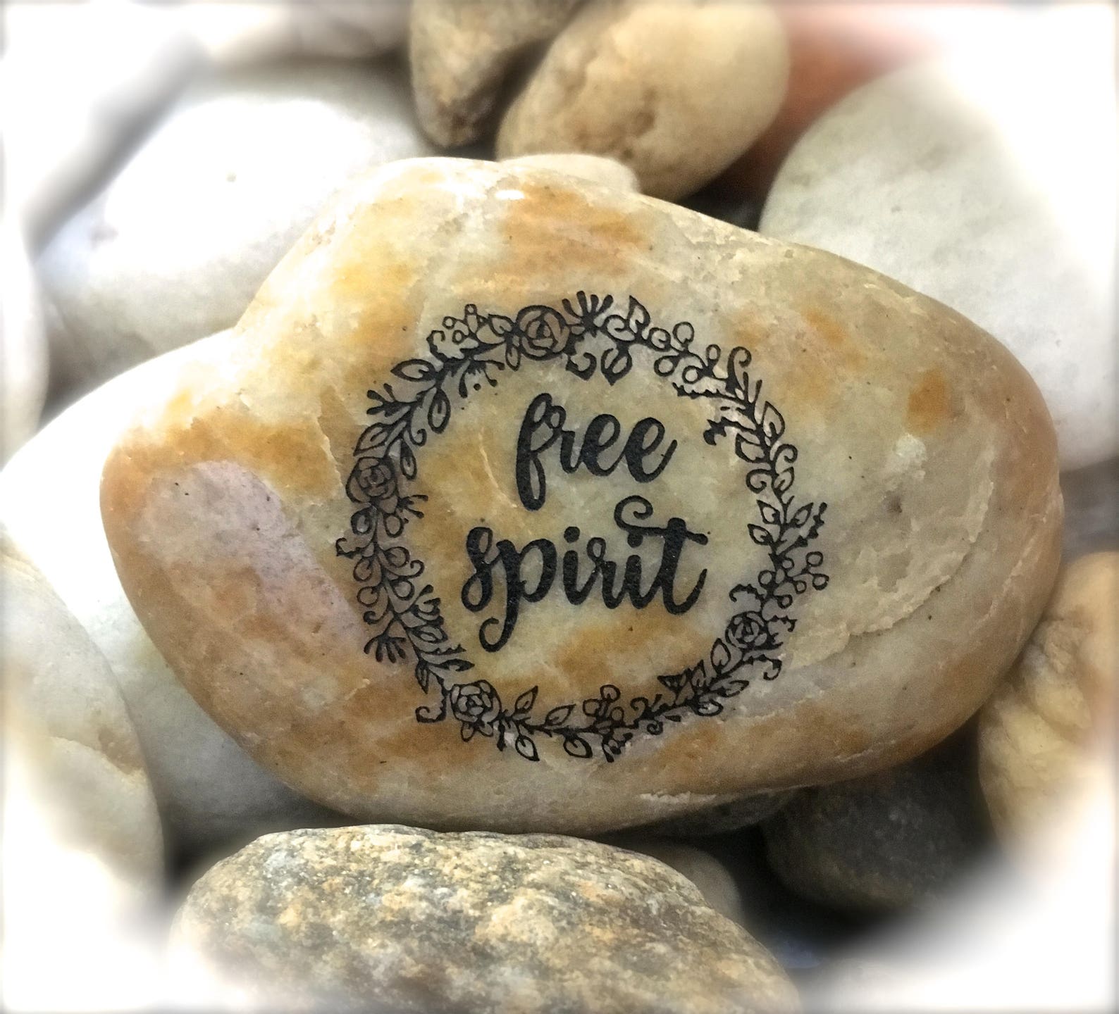 Inspirational Rock Engraved Word Rocks Free Spirit | Etsy