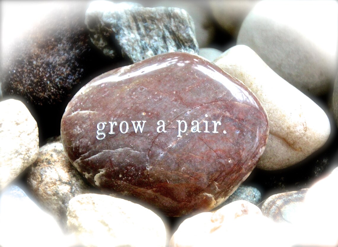 Inspirational Rock Engraved Word Rocks Grow A Pair - Etsy