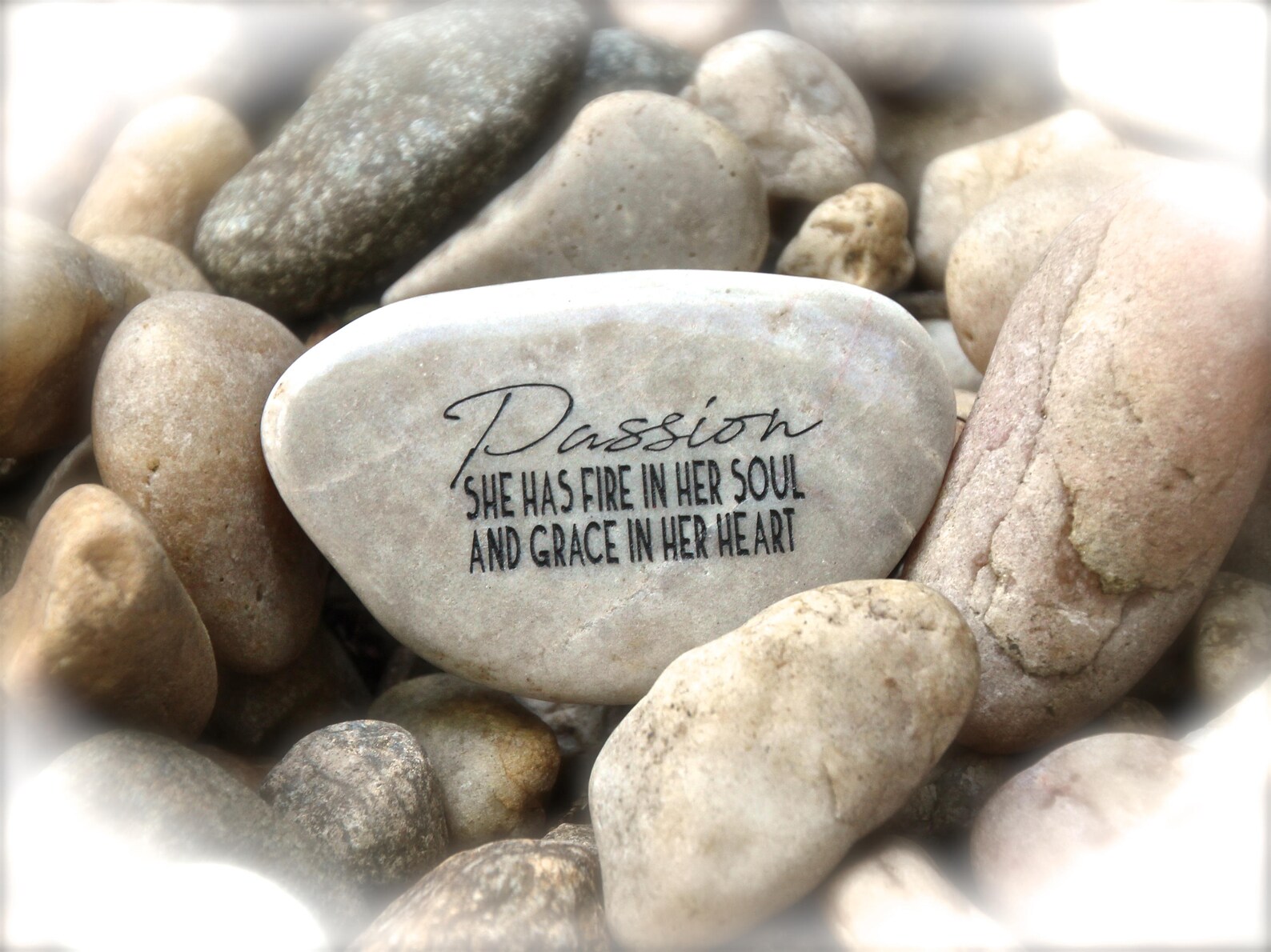 Inspirational Rock Engraved Word Rocks Passion She Has Fire | Etsy