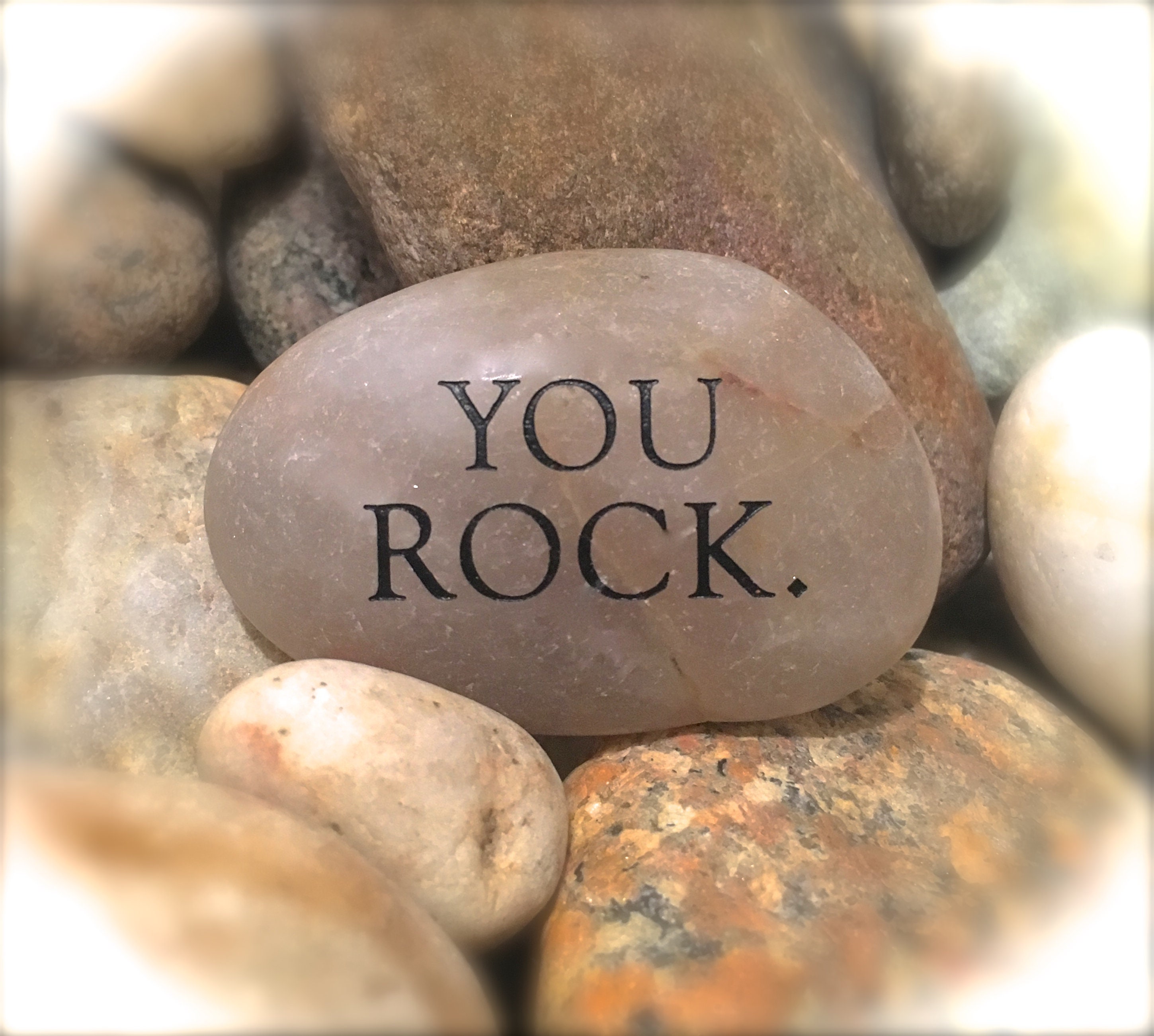 Engraved Rock You Rock Inspirational Stone | Etsy