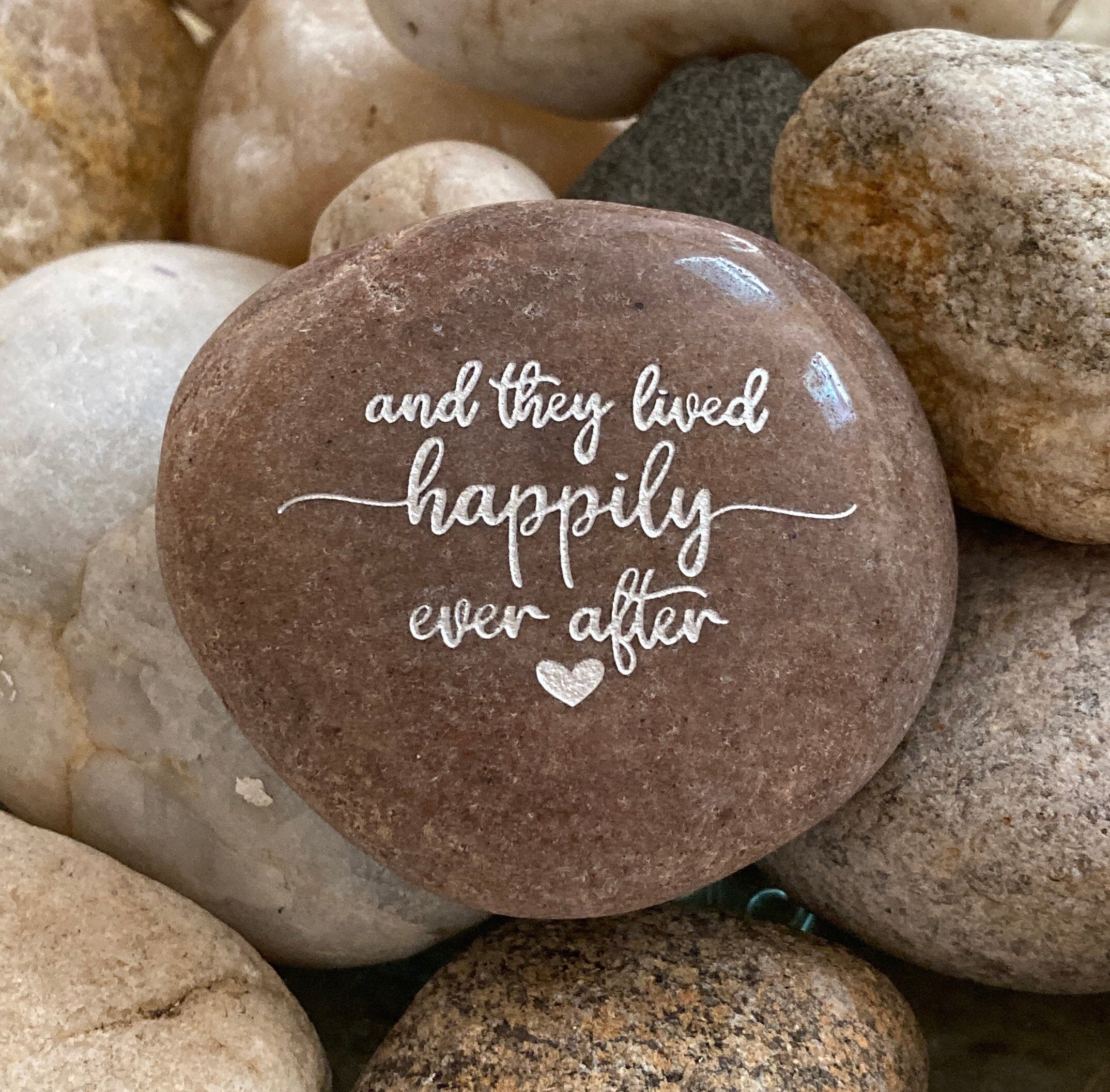 Engraved Word Rocks and They Lived Happily Ever After - Etsy
