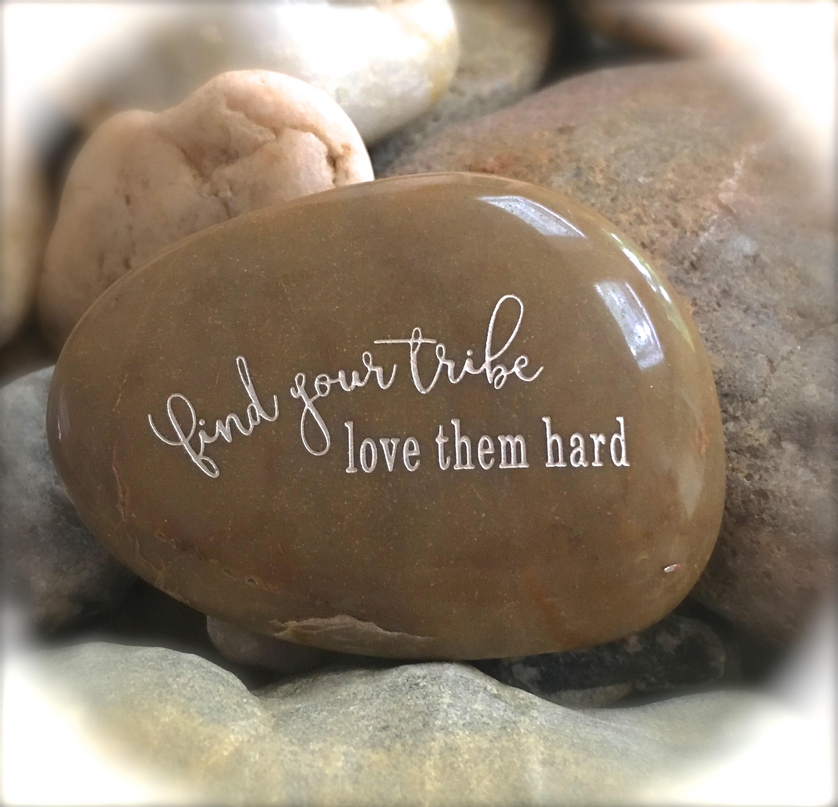 Inspirational Rock Engraved Word Rocks Find Your Tribe Love | Etsy