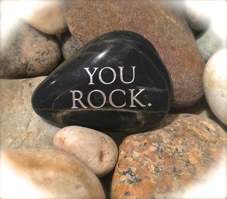 Engraved Rock You Rock Inspirational Stone - Etsy
