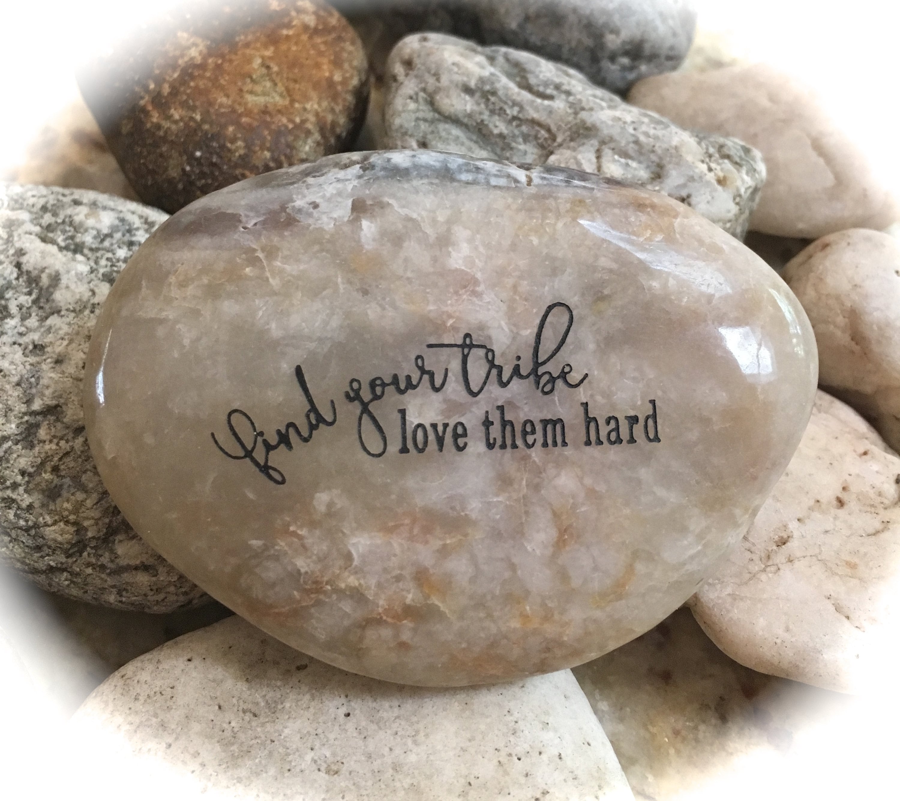 Inspirational Rock Engraved Word Rocks Find Your Tribe Love - Etsy Ireland