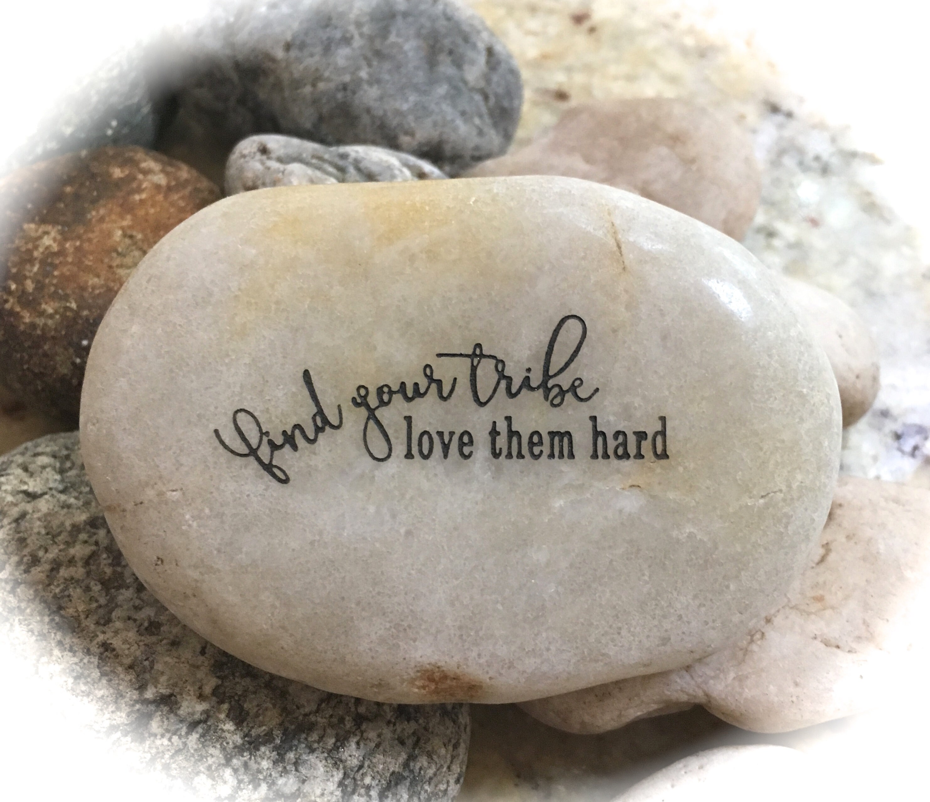 Inspirational Rock Engraved Word Rocks Find Your Tribe Love | Etsy
