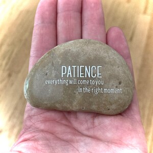 Inspirational Rock, Engraved Word Rocks, Patience Everything Will Come ...