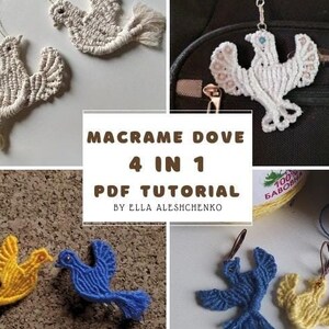 Doves. DIY, Step-by-step Guide, Weaving Birds for Decoration and Jewelry Using Macrame Technique ...