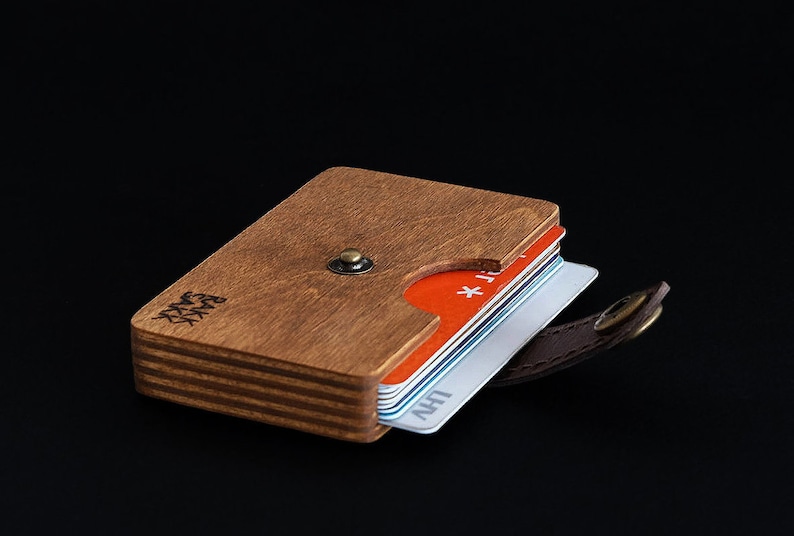 Wooden Card Case, Debit/credit Card Holder, Plywood Case, Natural Wood ...