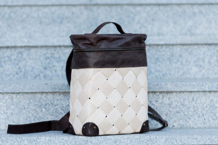 Wood and Leather Rucksack, Wooden Bag, Unique Bag, Handmade Bag ...