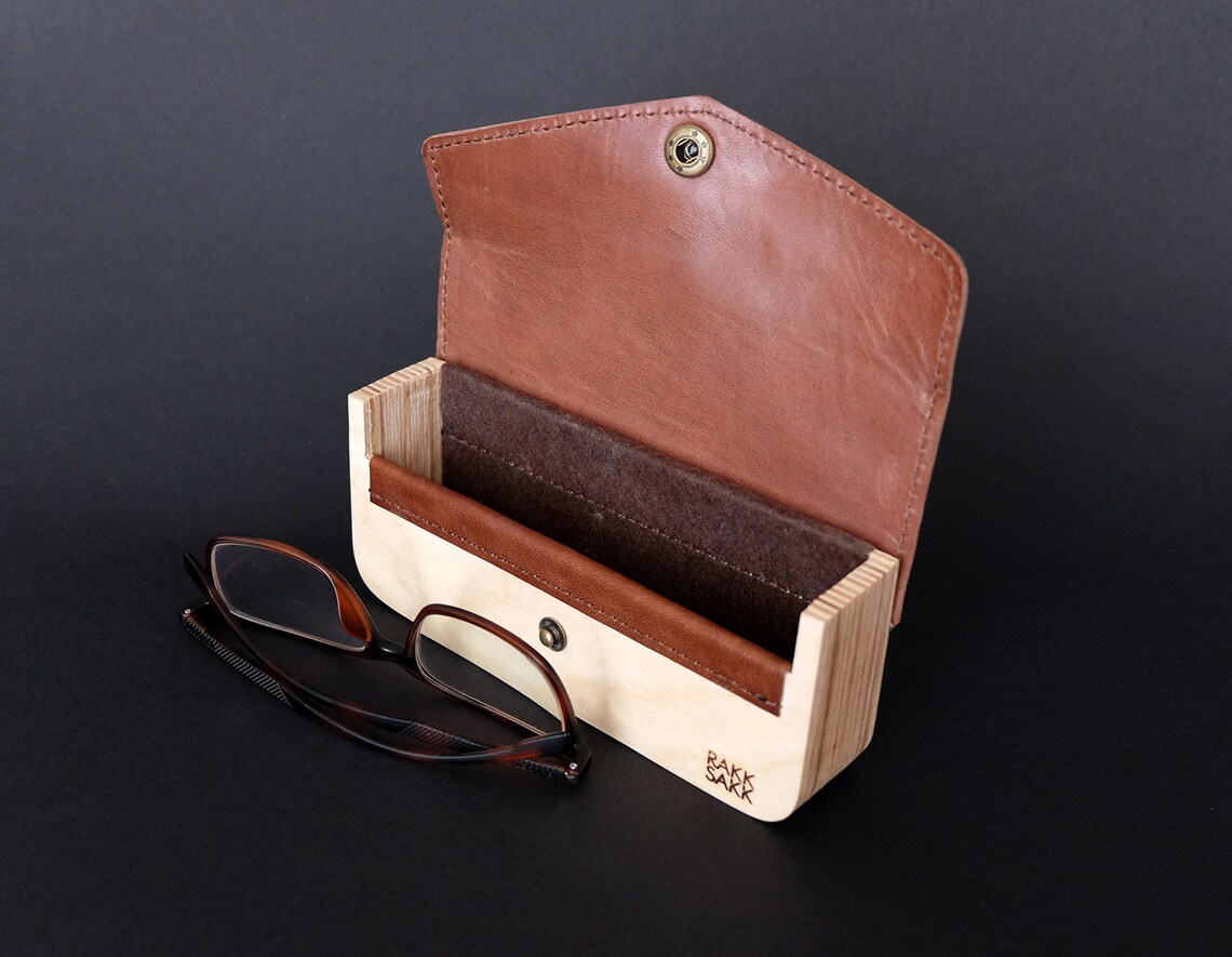Plywood Glasses Case Hard, Wood and Leather Case, Sunglasses Case, Case ...