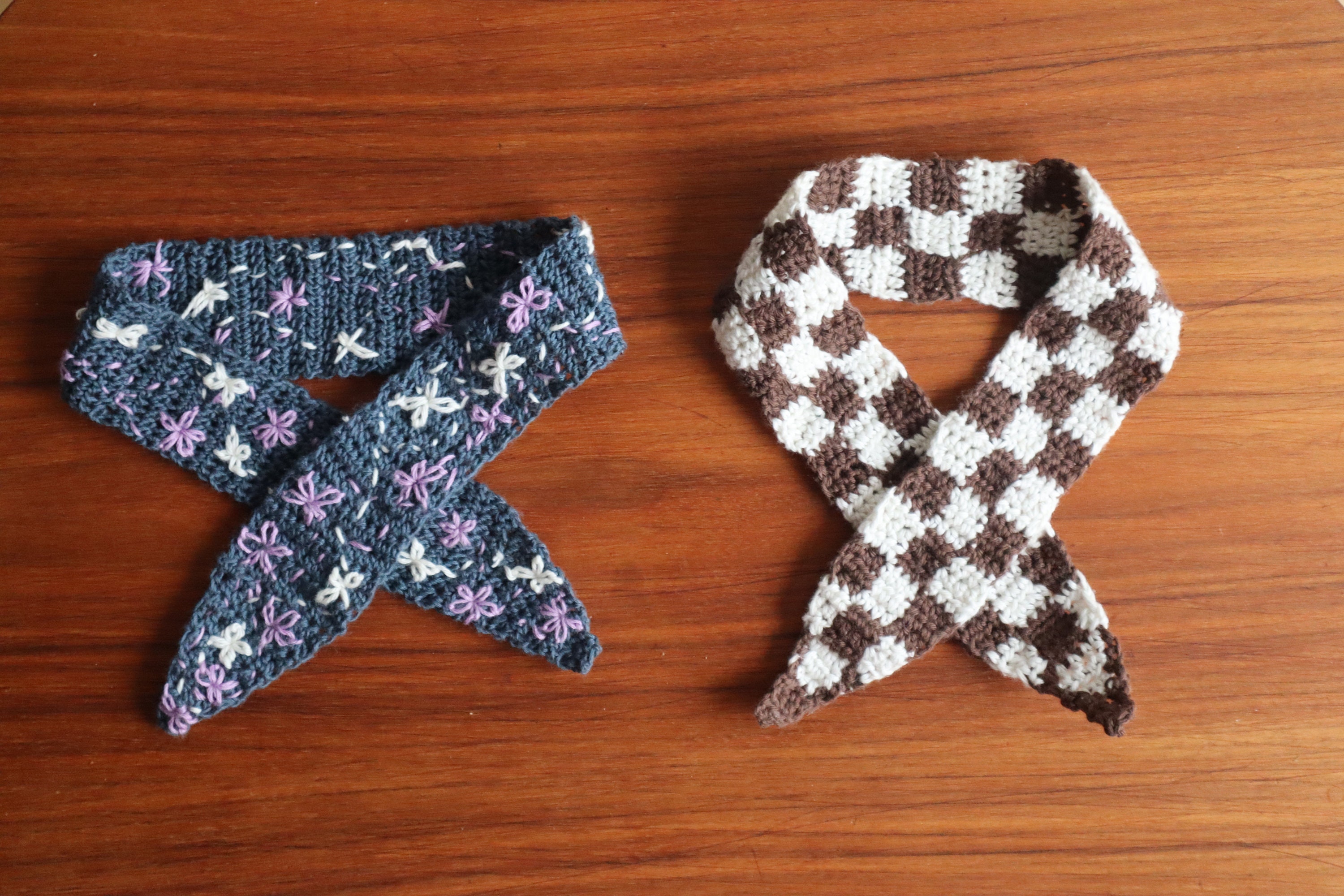 Crochet Cute Vintage Style Mini Scarf Necktie Cravat and Checkered ...