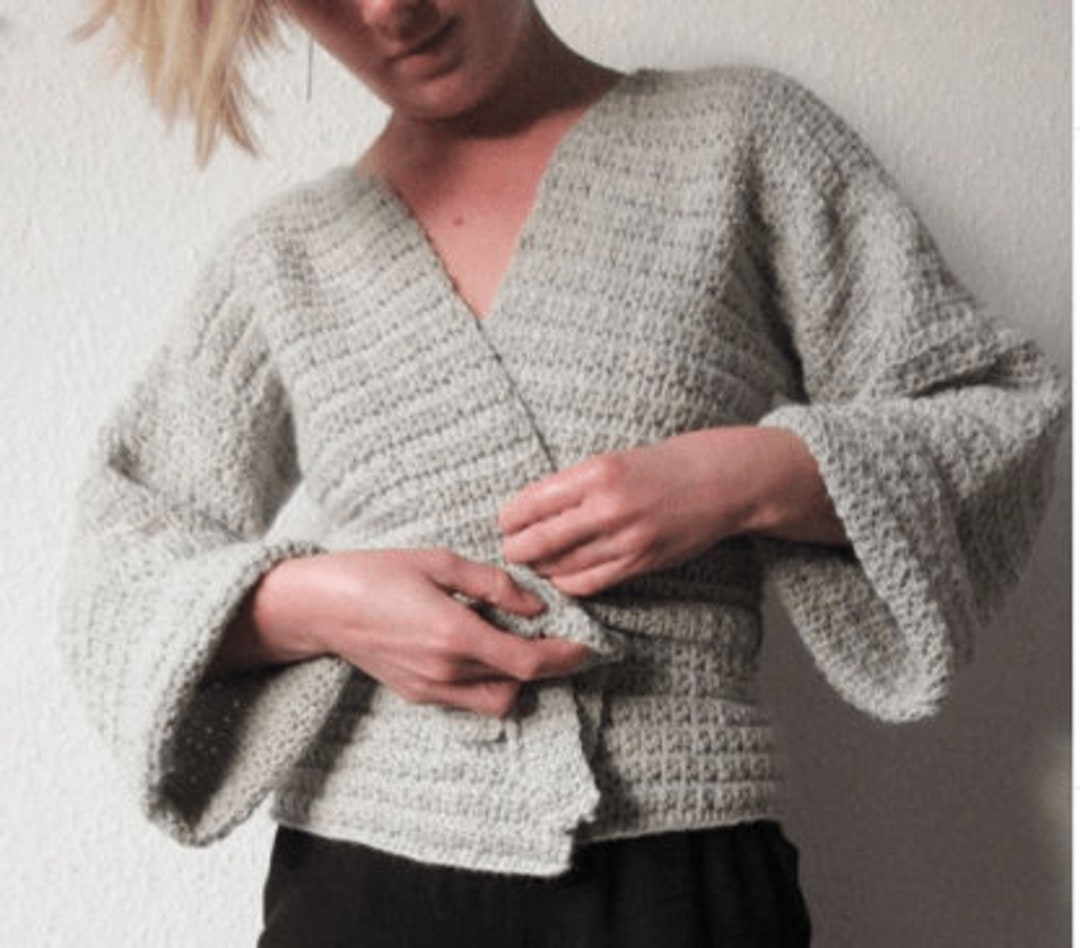 Crochet Wap Waist Tie Manon Multiple Wool Kimono Sweater Crochet ...
