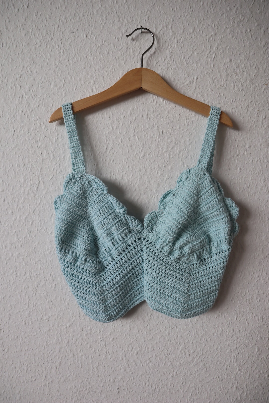 Crochet Lingerie Negligee Camisole Top Shell Edge Bra Cups Wavy Edge ...