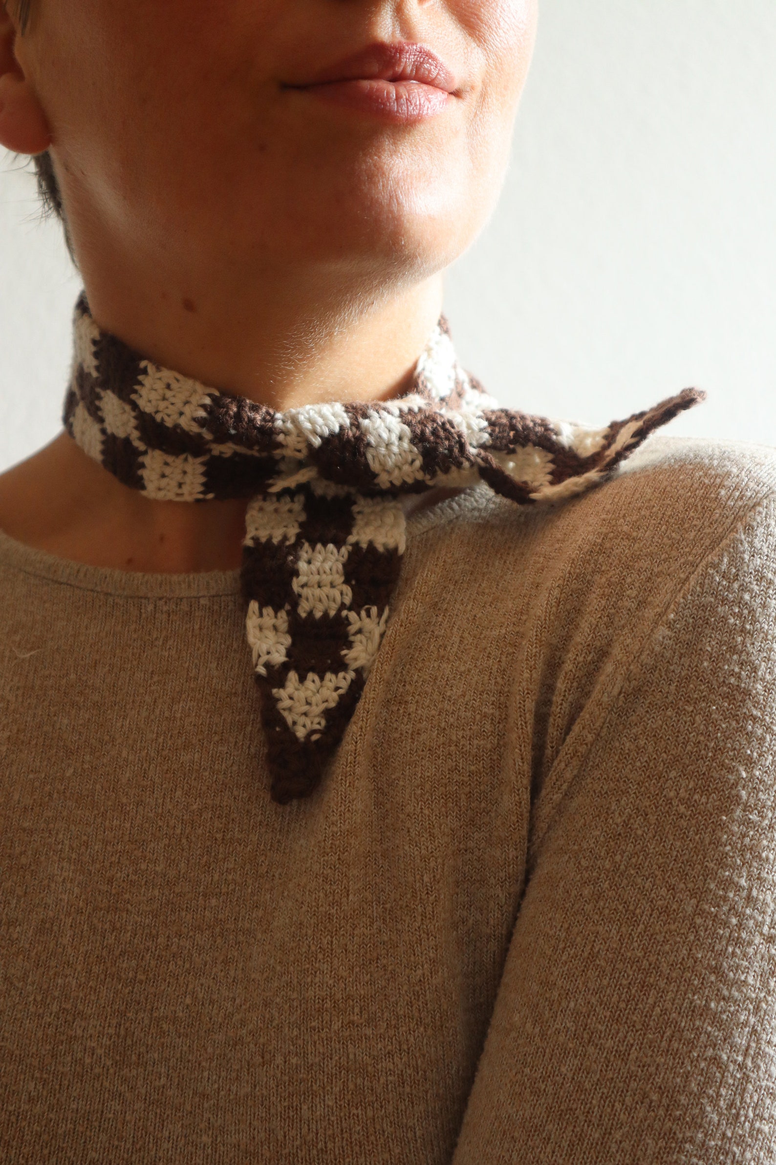 Crochet Cute Vintage Style Mini Scarf Necktie Cravat and Checkered ...