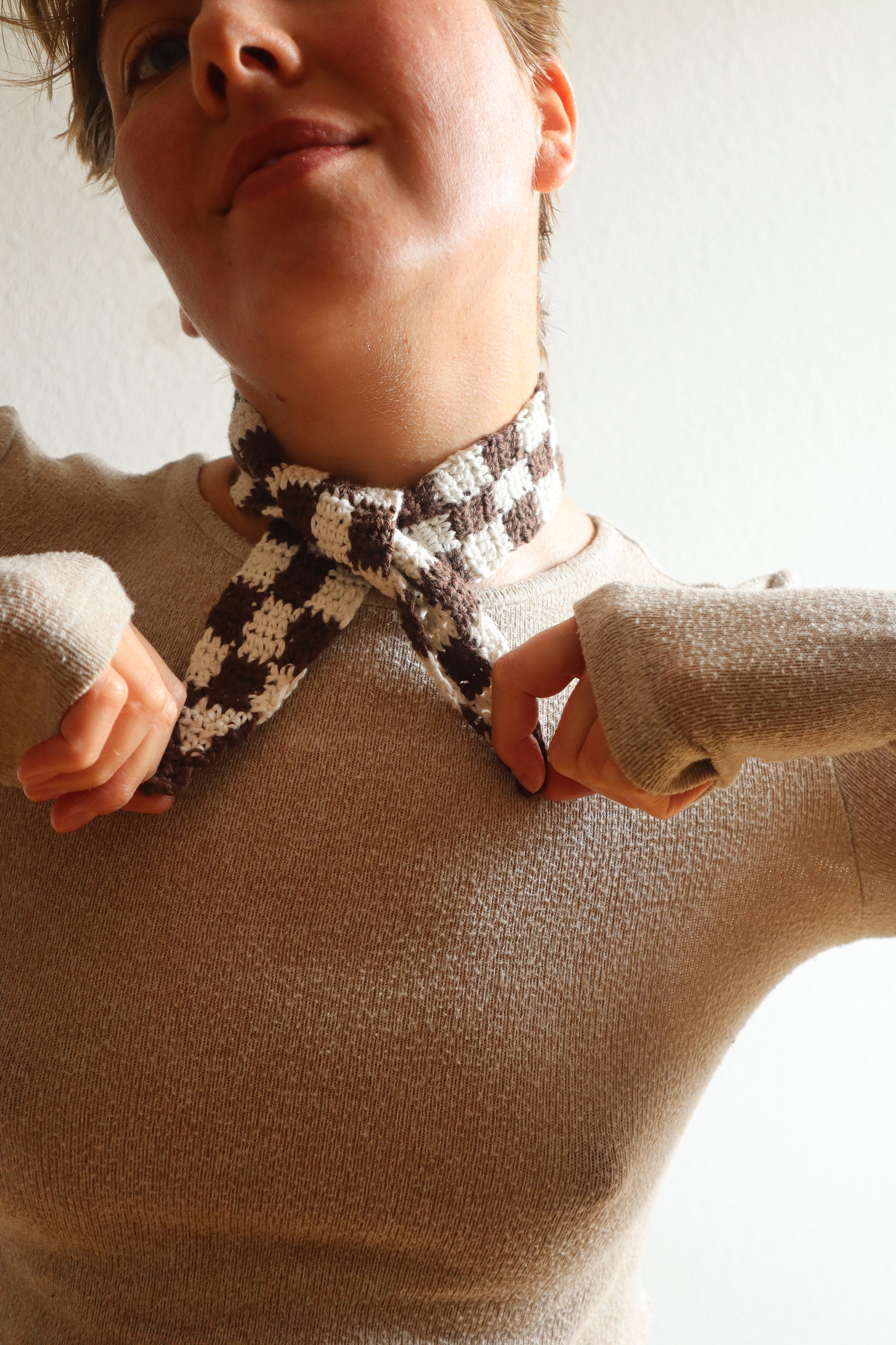Crochet Cute Vintage Style Mini Scarf Necktie Cravat and Checkered ...