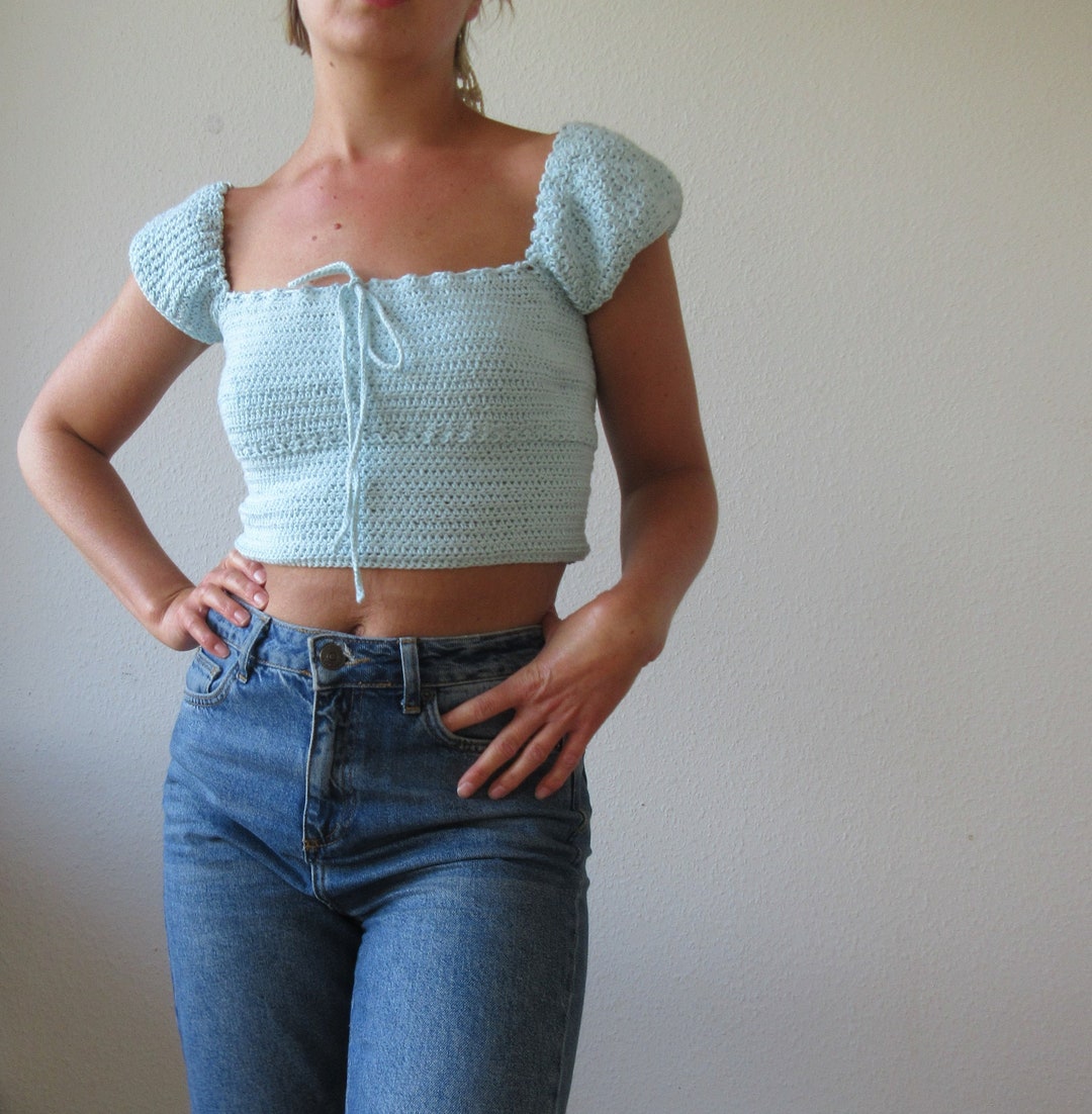 Crochet Top Romantic Asta With Puff Sleeves Crochet Patterrn - Etsy