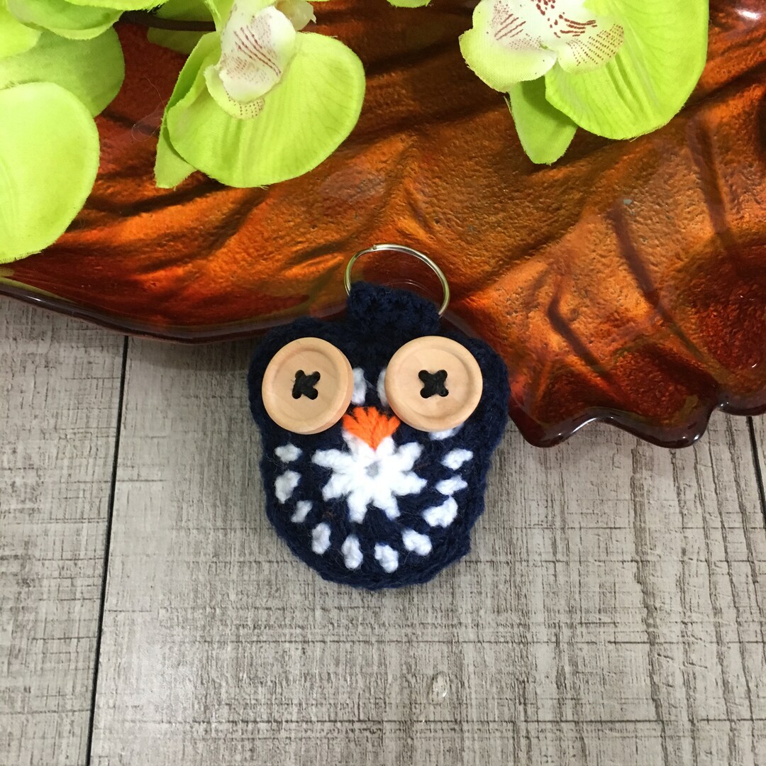 Crochet Owl Keyring/keychain Dark Blue - Etsy