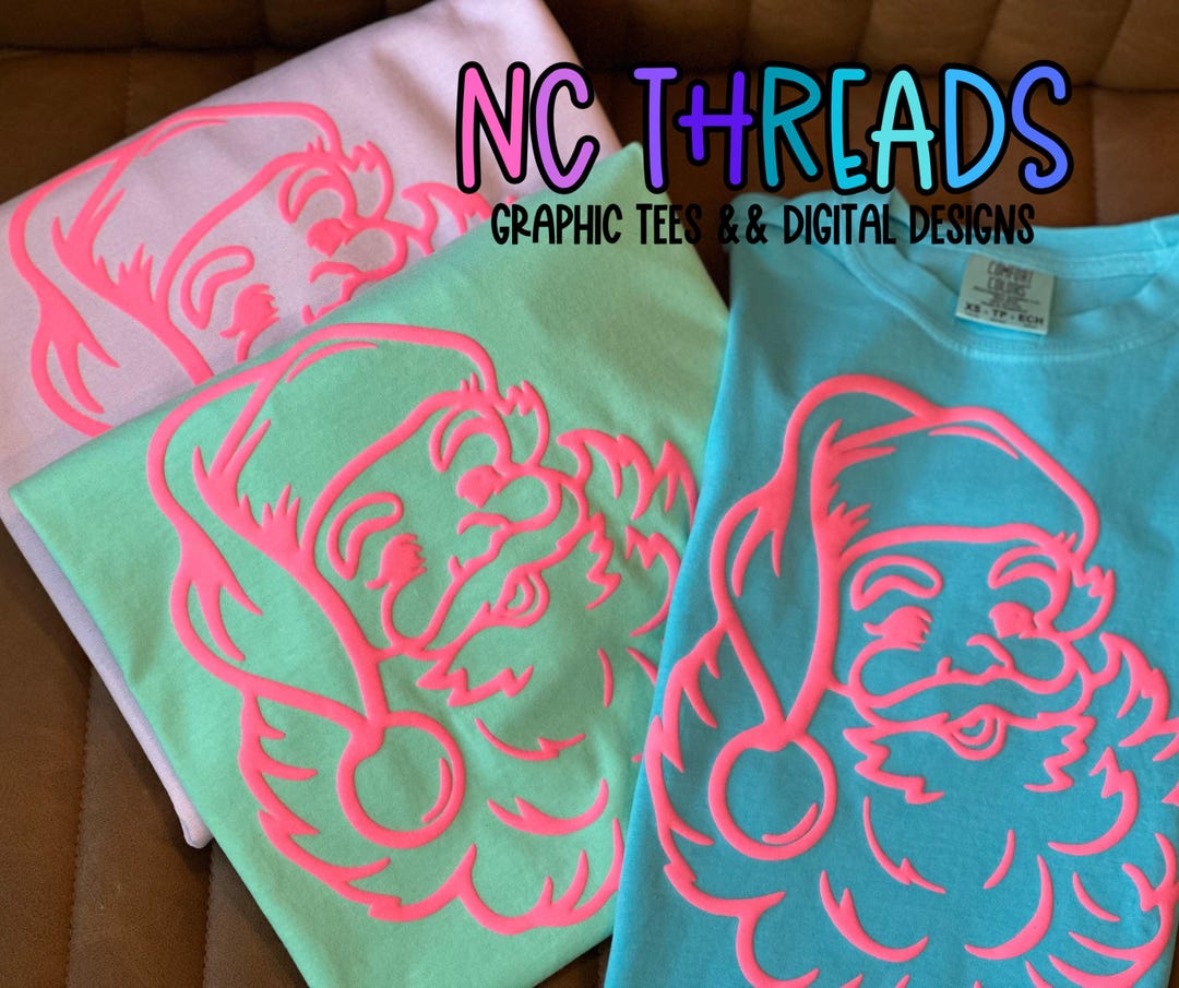 Santa LIGHT PINK PUFF, Viral Shirt, Santa Claus, Neon Christmas ...