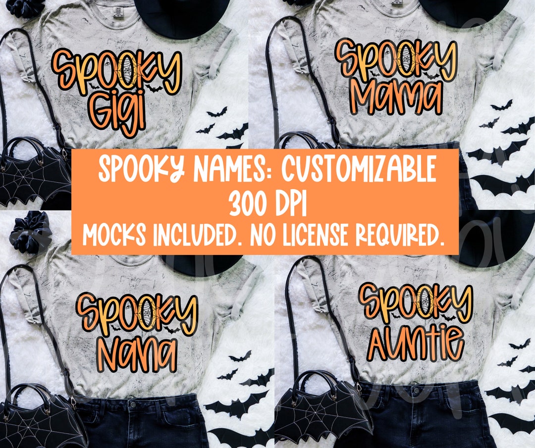 Customizable Spooky Names PNG Bundle, Halloween Fall Designs (digital ...