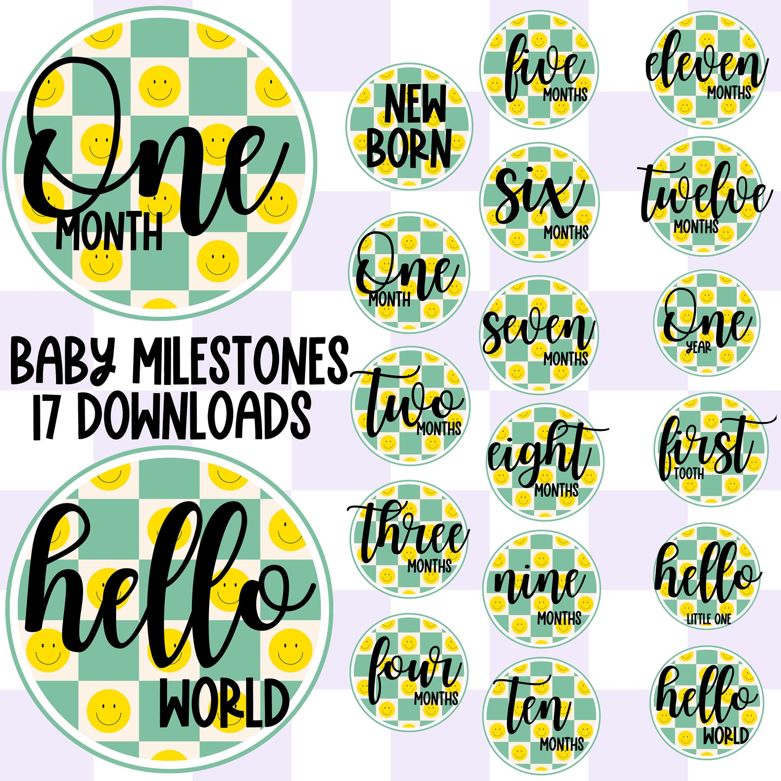 Happy Face Baby Milestones PNG Bundle (digital Download) - Etsy