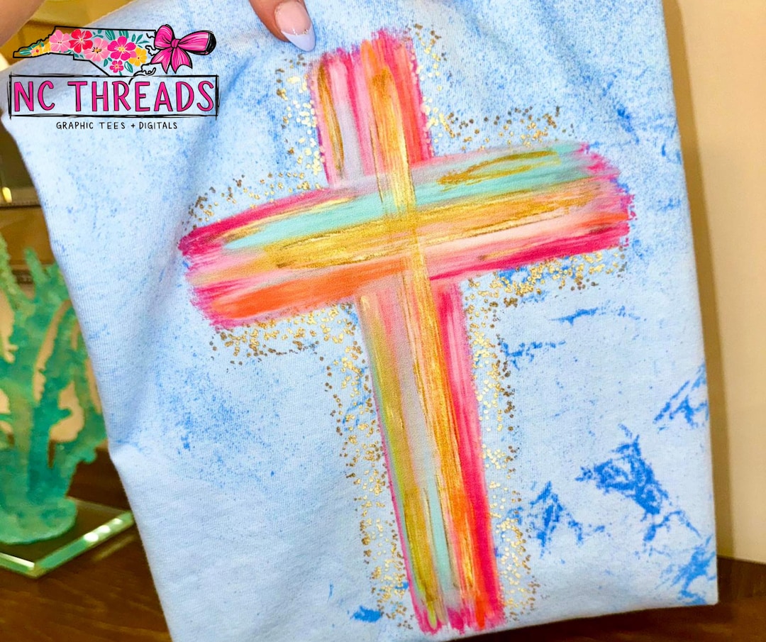 Abstract Painted Cross Tee | Colorful Christian Graphic Shirt | Faith ...