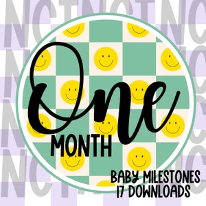 Baby Milestones Bundle, Happy Face Milestones, One Month PNG, Baby ...