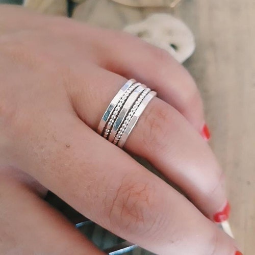 5 Stacking Rings Set Set of 5 Stacking Silver Rings | Etsy