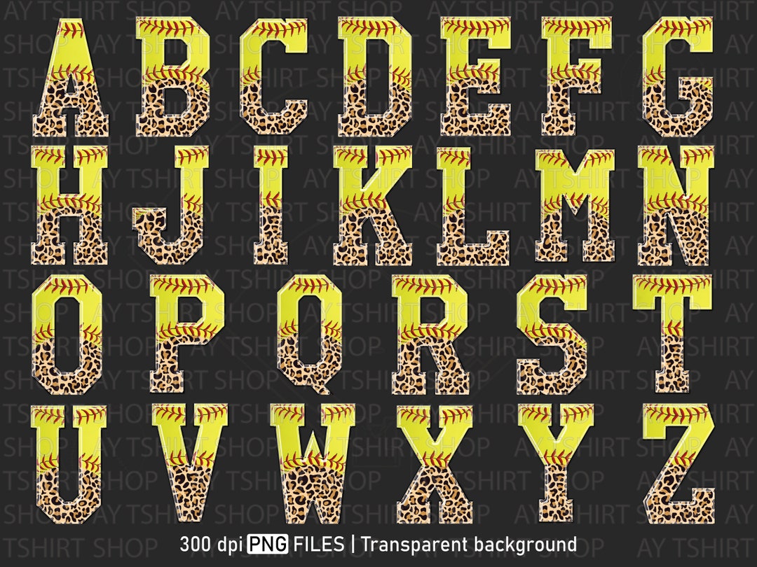 Softball Letters PNG, Softball Alphabet Letters PNG Bundle, Softball ...
