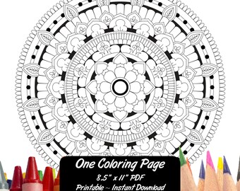 Adult Coloring Page Mandala Design 22148 Wall Art | Etsy