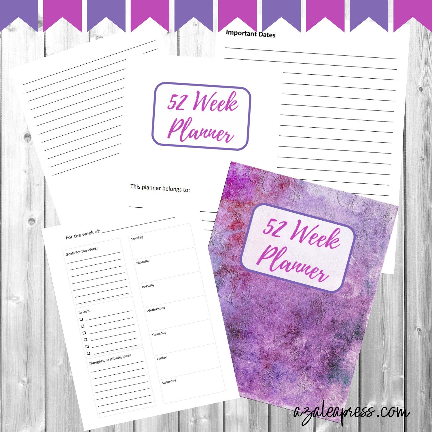 52 Week Planner Dateless Weekly Calendar Organizer Scheduling to Do ...