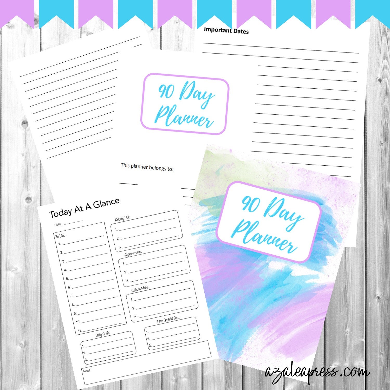 90 Day Planner Dateless Daily Calendar Organizer Scheduling to Do Pink ...