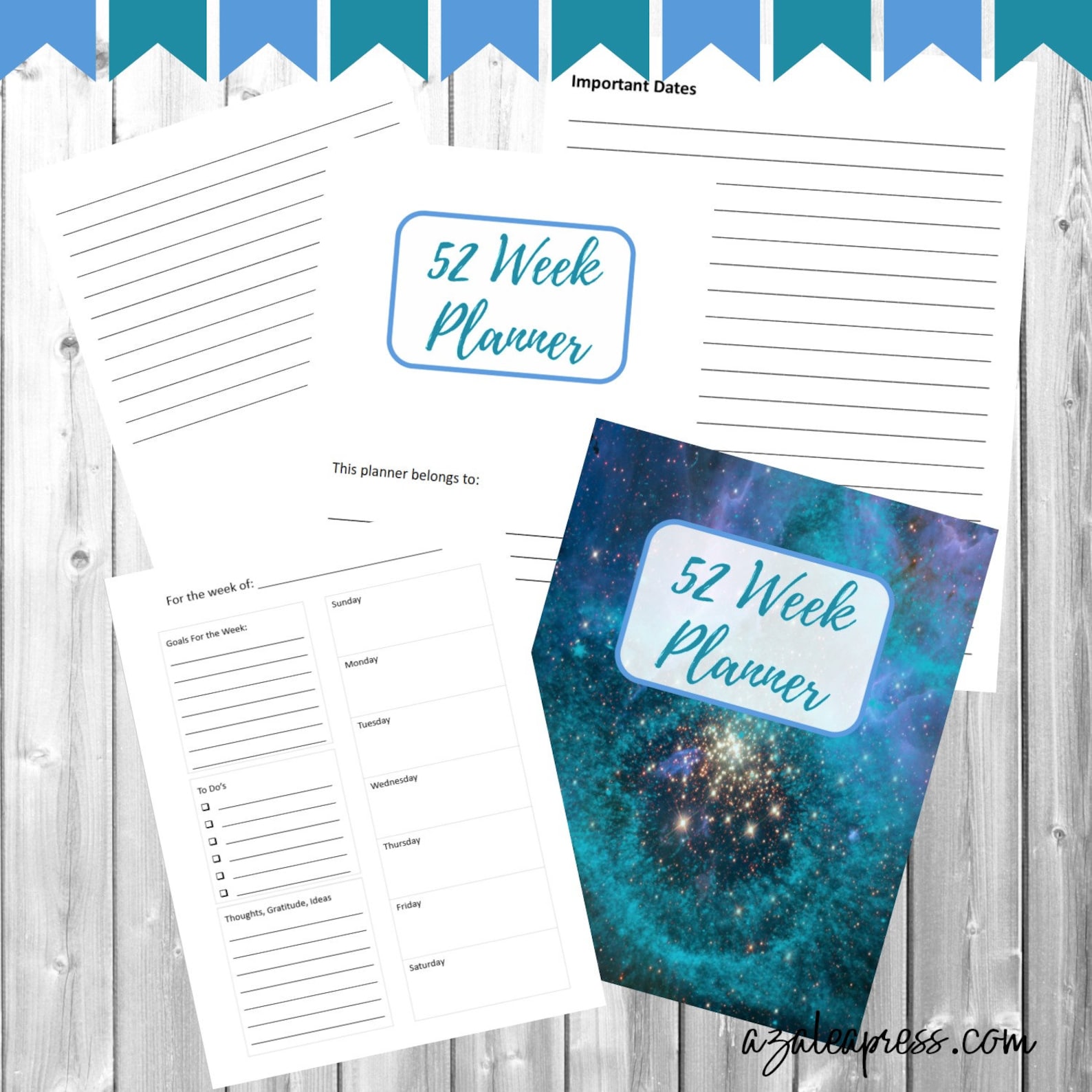 52 Week Planner Dateless Weekly Calendar Organizer Scheduling to Do ...